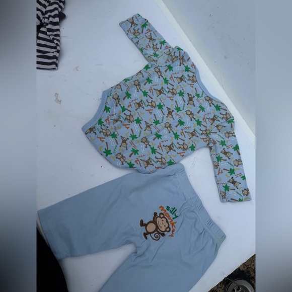 Hannah | Pajamas | Hannah Monkey Print Kids Pajama Set Light Blue And ...
